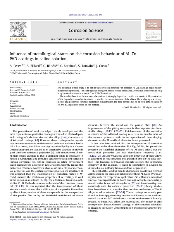 (PDF) Influence of metallurgical states on the corrosion behaviour of ...