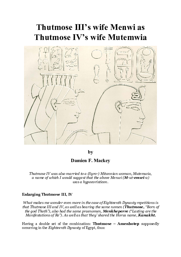 (DOC) Thutmose III’s wife Menwi as Thutmose IV’s wife Mutemwia