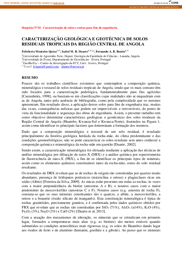 (PDF) Caracterização Geológica e Geotécnica De Solos Residuais ...