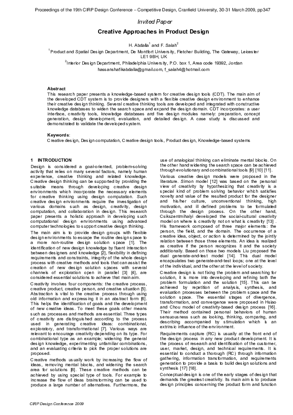 (PDF) Creative Approaches in Product Design