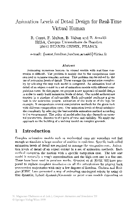 (PDF) Animation Levels of Detail Design for Real-Time Virtual Human