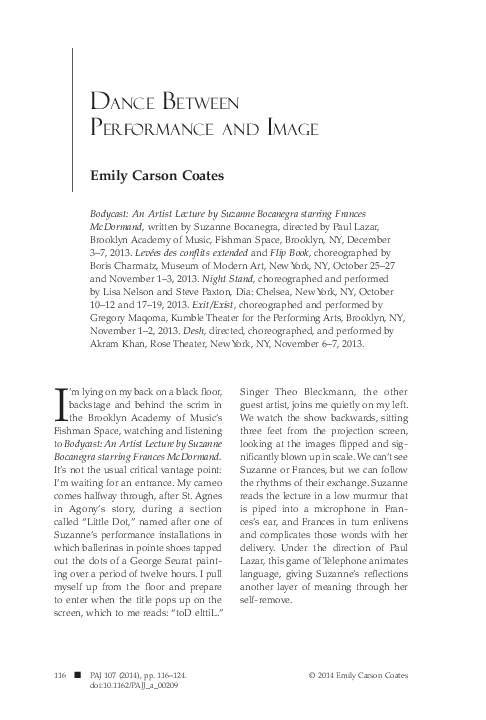 (PDF) Dance Between Performance and Image | Emily Coates - Academia.edu