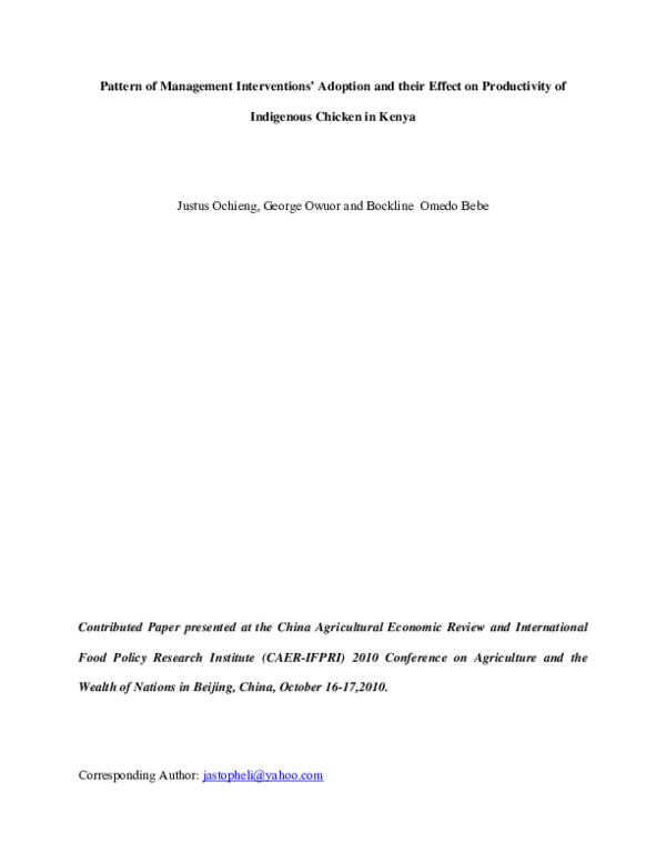 (PDF) Pattern of Management Interventions' Adoption and their Effect on ...