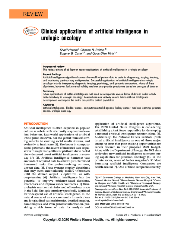 Pdf Clinical Applications Of Artificial Intelligence In Sepsis A Narrative Review