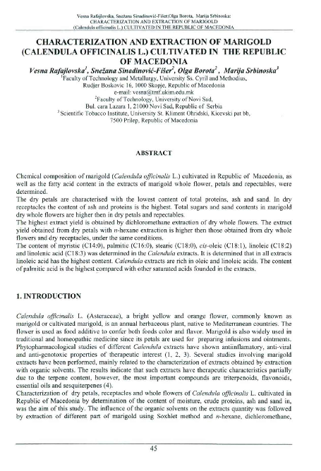 (PDF) Characterization and extraction of marigold (Calendula ...
