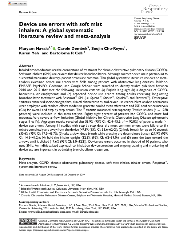 (PDF) Device use errors with soft mist inhalers: A global systematic ...