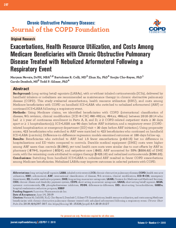 (PDF) Exacerbations, Health Resource Utilization, and Costs Among Medicare Beneficiaries with ...