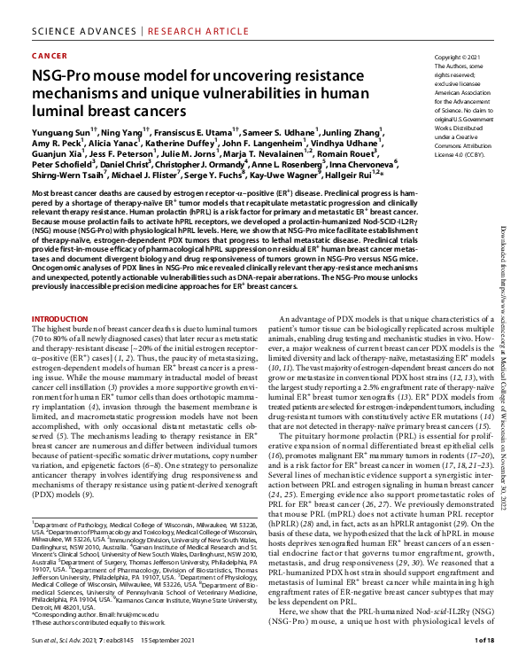 (PDF) NSG-Pro mouse model for uncovering resistance mechanisms and ...