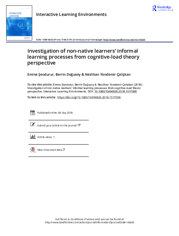 (PDF) Investigation of non-native learners’ informal learning processes ...