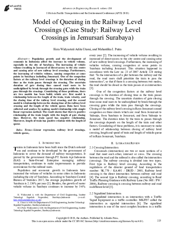 (PDF) Model of Queuing in the Railway Level Crossings (Case Study: Railway Level Crossings in ...