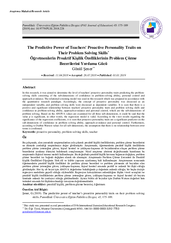 (PDF) The Predictive Power of Teachers Proactive Personality Traits on ...