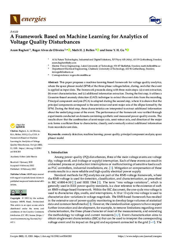 (PDF) A Framework Based on Machine Learning for Analytics of Voltage Quality Disturbances