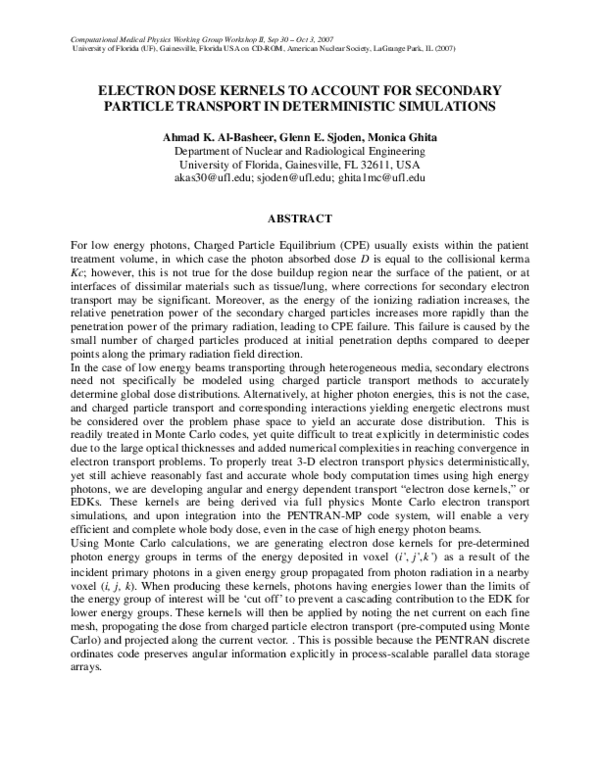 (PDF) Electron Dose Kernels to Account for Secondary Particle Transport ...