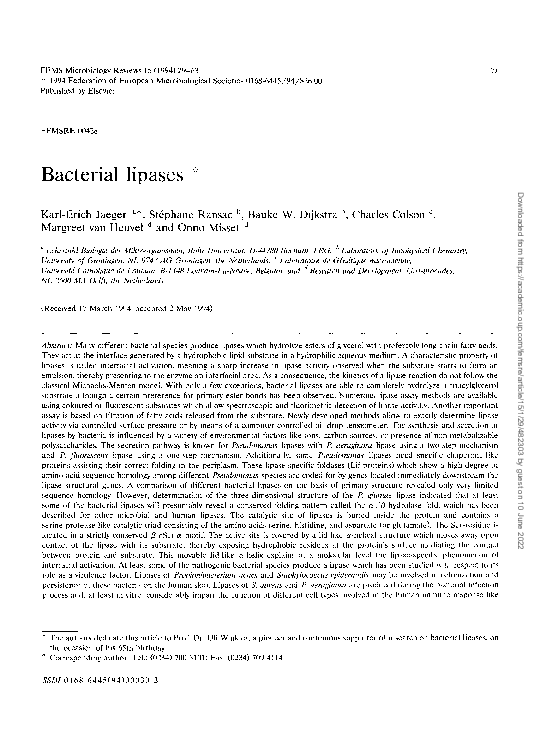 (PDF) Bacterial lipases