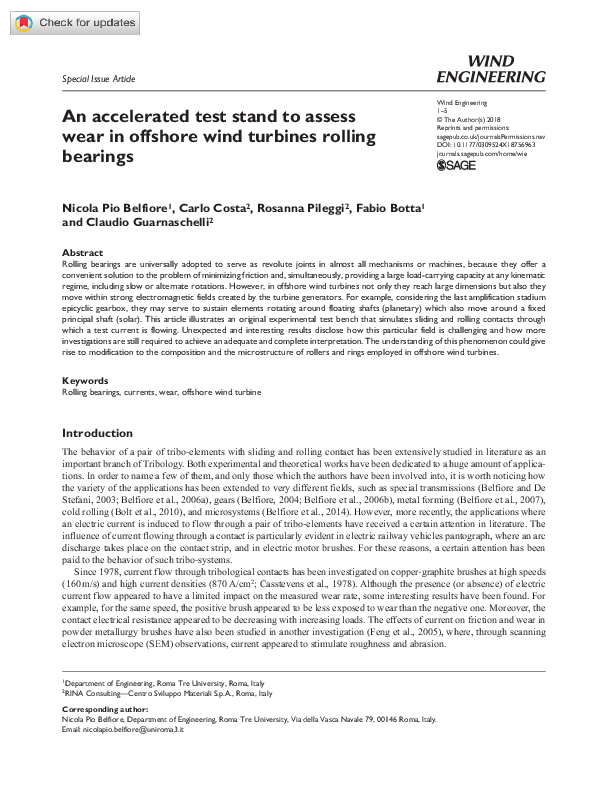(PDF) An accelerated test stand to assess wear in offshore wind ...