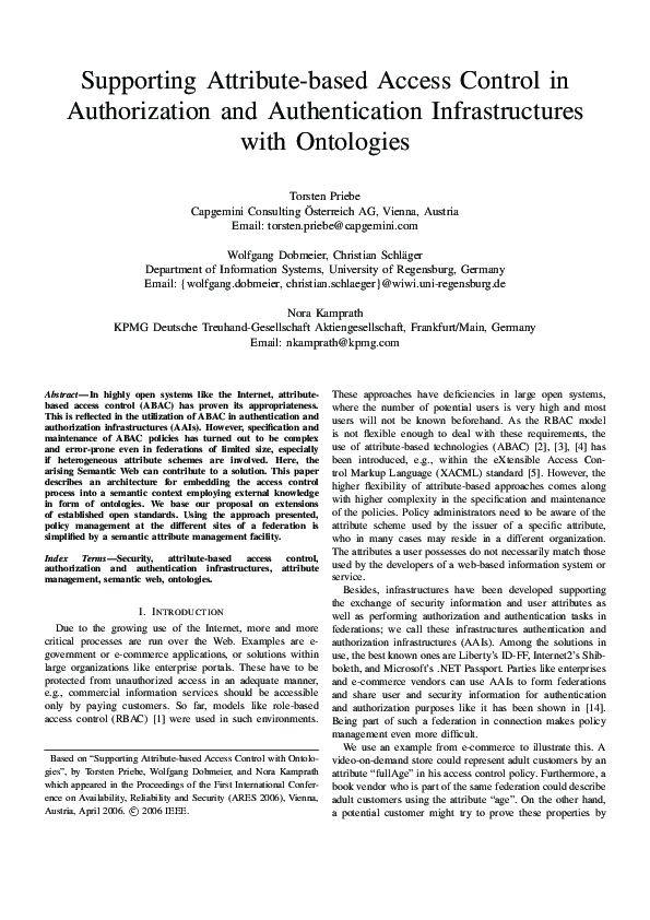 (PDF) Supporting Attribute-based Access Control in Authorization and Authentication ...