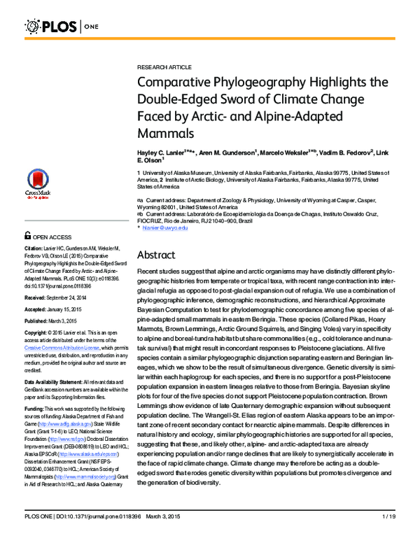 (PDF) Comparative Phylogeography Highlights the Double-Edged Sword of ...