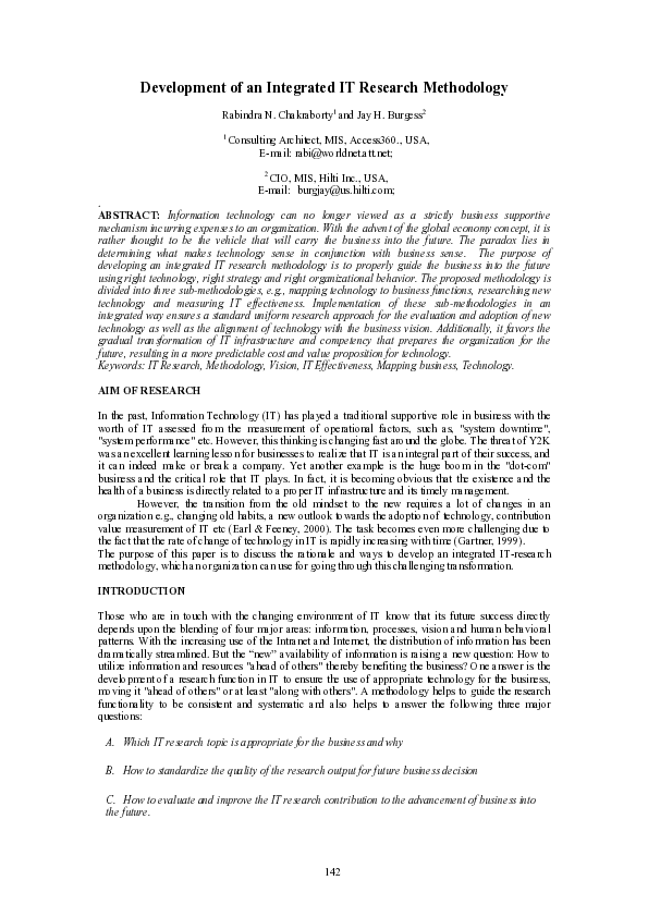 (PDF) Development of an Integrated IT Research Methodology