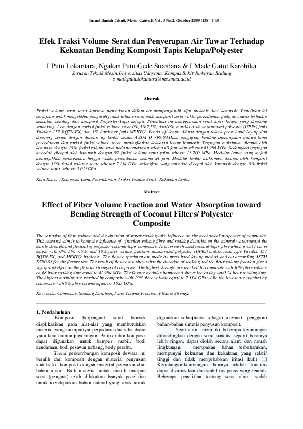 (PDF) Effect of Fiber Volume Fraction and Water Absorption toward ...