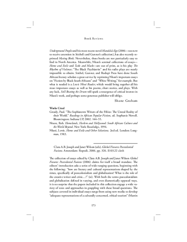 (PDF) Global Fissures: Postcolonial Fusions