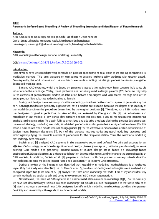 Pdf Parametric Surface Based Modelling A Review Of Modelling Strategies And Identification Of