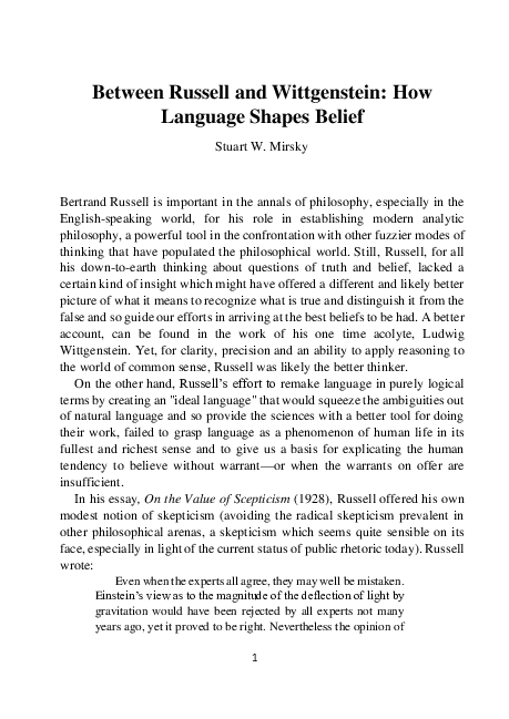 (PDF) Between Russell and Wittgenstein