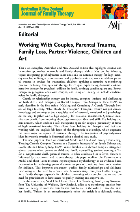 (PDF) Working With Couples, Parental Trauma, Family Loss, Partner ...