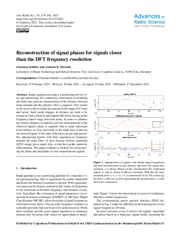 (PDF) Reconstruction of signal phases for signals closer than the DFT ...