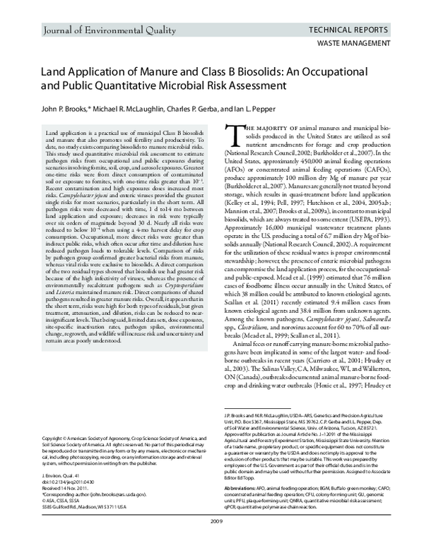 (PDF) Land Application of Manure and Class B Biosolids: An Occupational ...