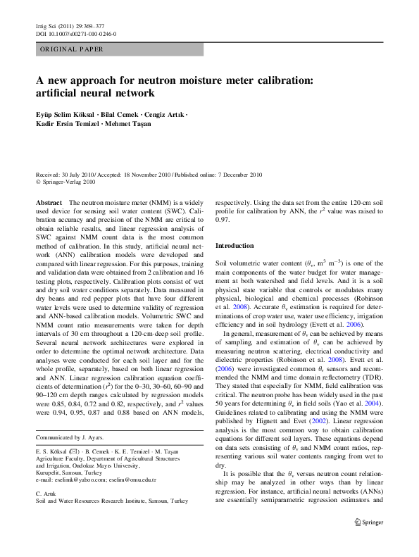 (PDF) A new approach for neutron moisture meter calibration: artificial ...