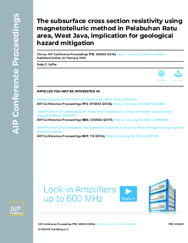 (PDF) The subsurface cross section resistivity using magnetotelluric ...