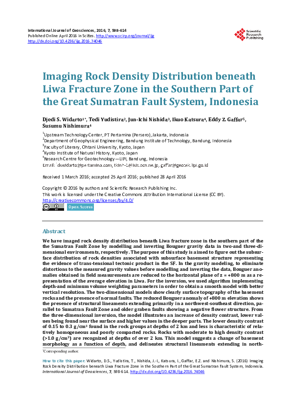 (PDF) Imaging Rock Density Distribution beneath Liwa Fracture Zone in ...