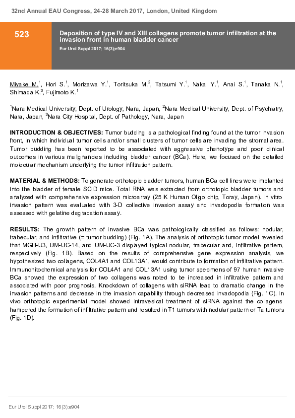 (PDF) Deposition of type IV and XIII collagens promote tumor ...