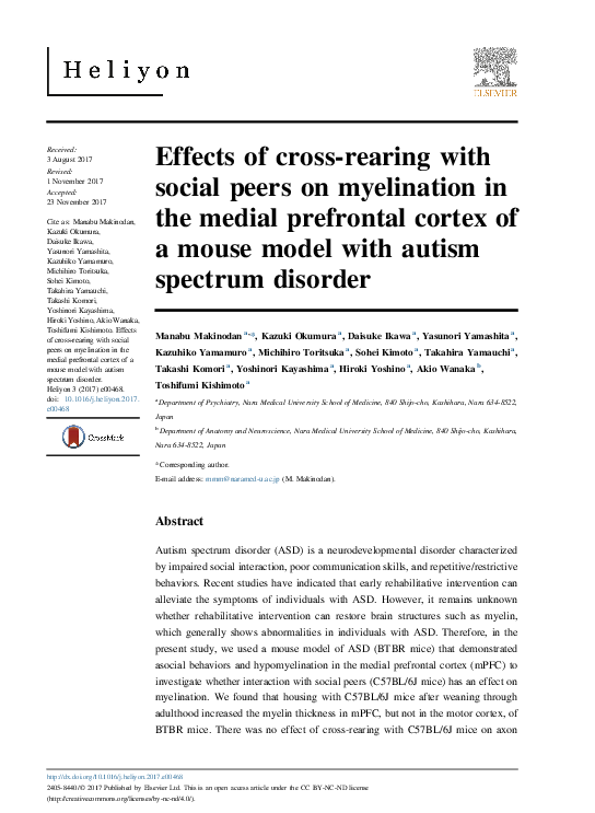 (PDF) Effects of cross-rearing with social peers on myelination in the ...