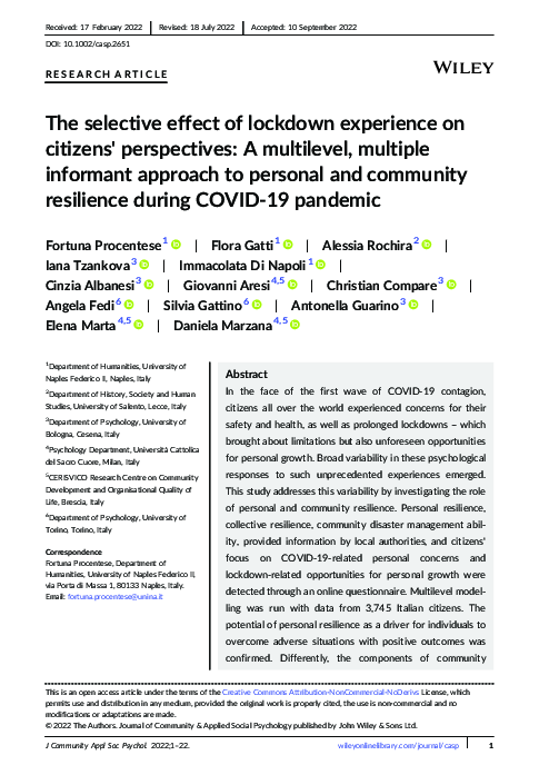 (PDF) The selective effect of lockdown experience on citizens ...