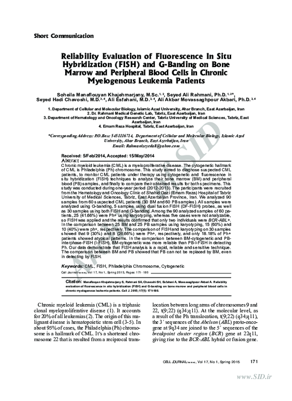 (PDF) Reliability Evaluation of Fluorescence In Situ Hybridization ...
