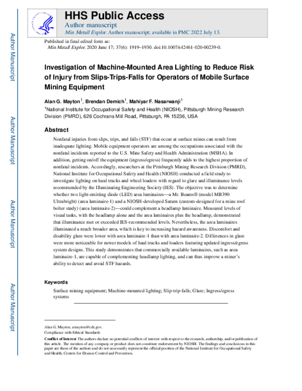 (PDF) Investigation of Machine-Mounted Area Lighting to Reduce Risk of ...
