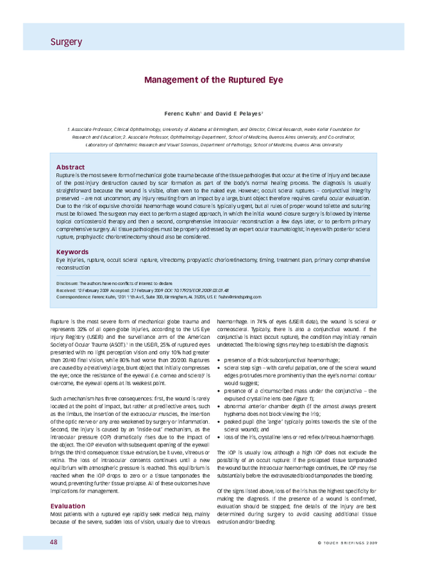 (PDF) Management of the Ruptured Eye