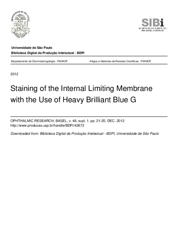(PDF) Staining of the Internal Limiting Membrane with the Use of Heavy ...