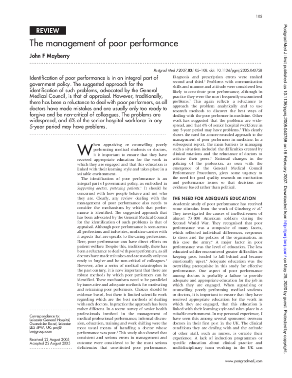 (PDF) The management of poor performance