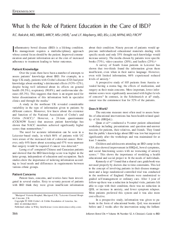 (PDF) What is the role of patient education in the care of IBD?