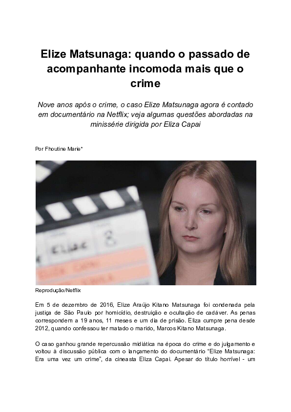 (PDF) Elize Matsunaga: quando o passado de acompanhante incomoda mais ...