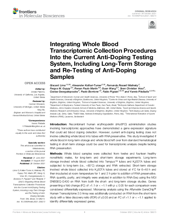 (PDF) Integrating Whole Blood Transcriptomic Collection Procedures Into ...