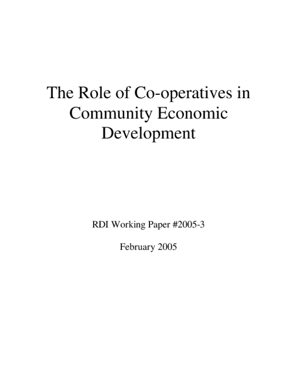(PDF) The Role of Co-operatives in Community Economic Development