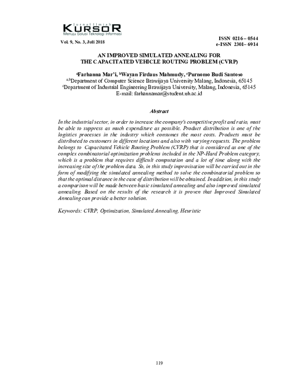 An Improved Simulated Annealing for the Capacitated Vehicle Routing ...