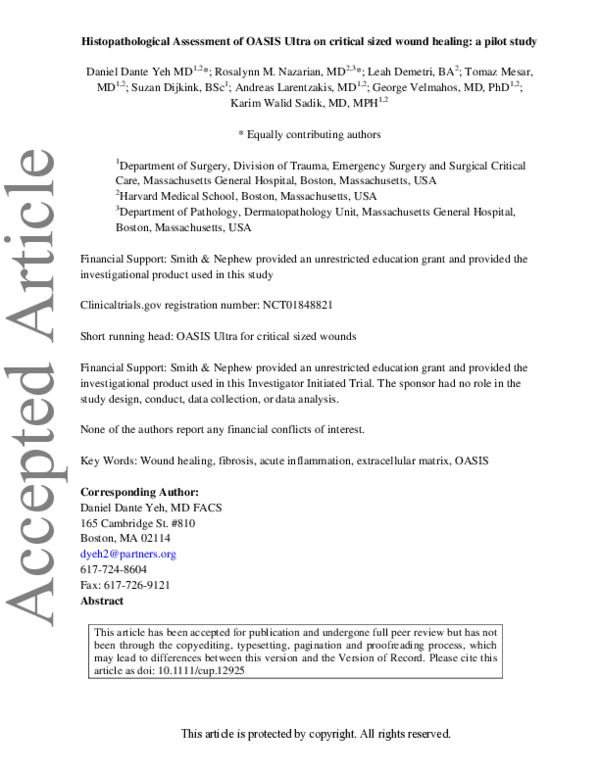 (PDF) Histopathological assessment of OASIS ultra on critical-sized ...