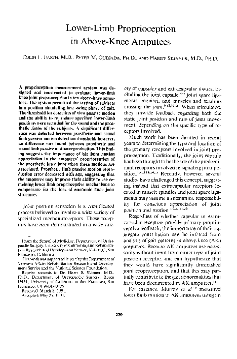 (PDF) Lower-Limb Proprioception in Above-Knee Amputees