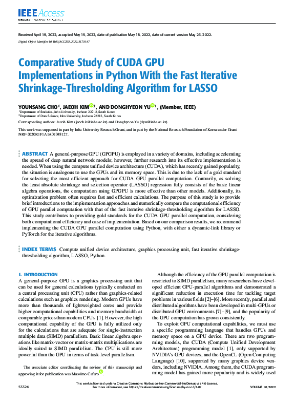 (PDF) Comparative Study of CUDA GPU Implementations in Python With the ...