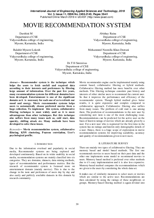 (PDF) Movie Recommendation System