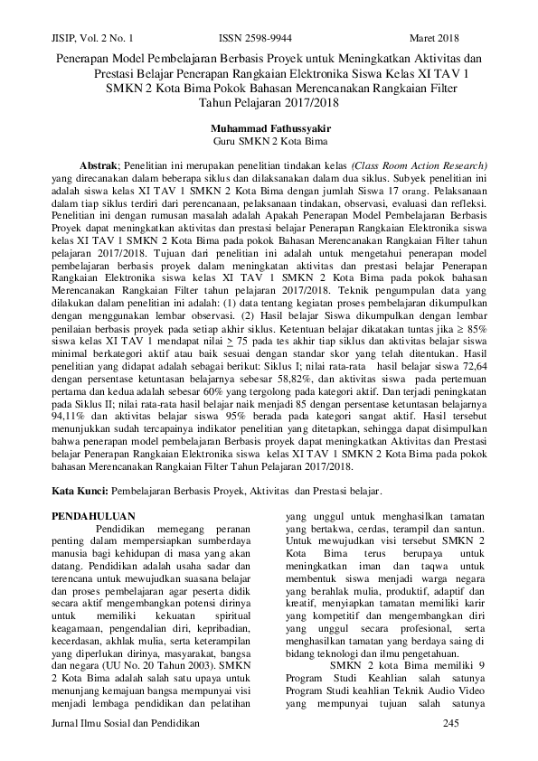 (PDF) Penerapan Model Pembelajaran Berbasis Proyek Untuk Meningkatkan Keterampilan Proses Sains ...